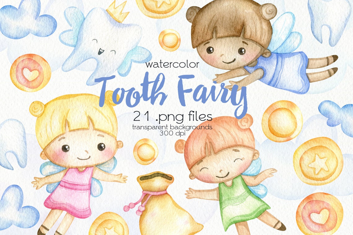 Watercolor Tooth Fairy Clipart / PNG Files / Instant Download | Etsy