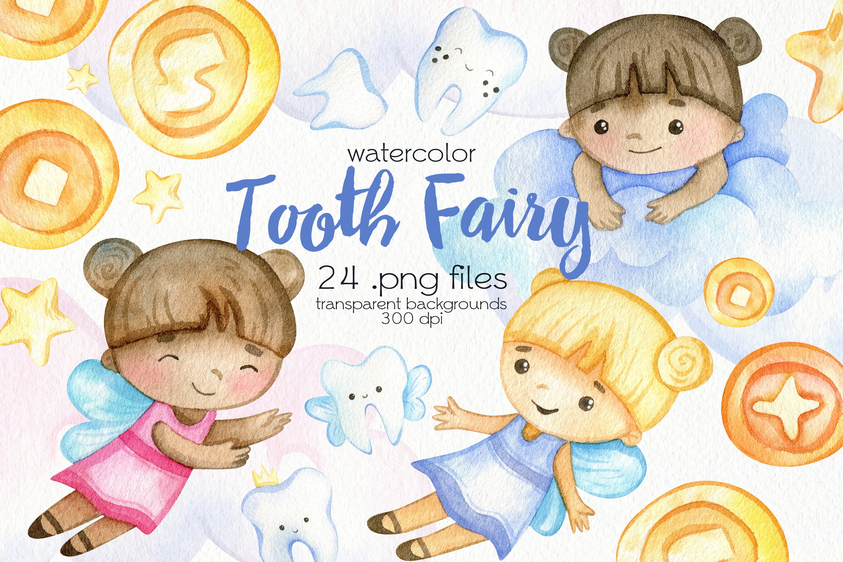 Watercolor Tooth Fairy Clipart / PNG Files / Instant Download - Etsy ...