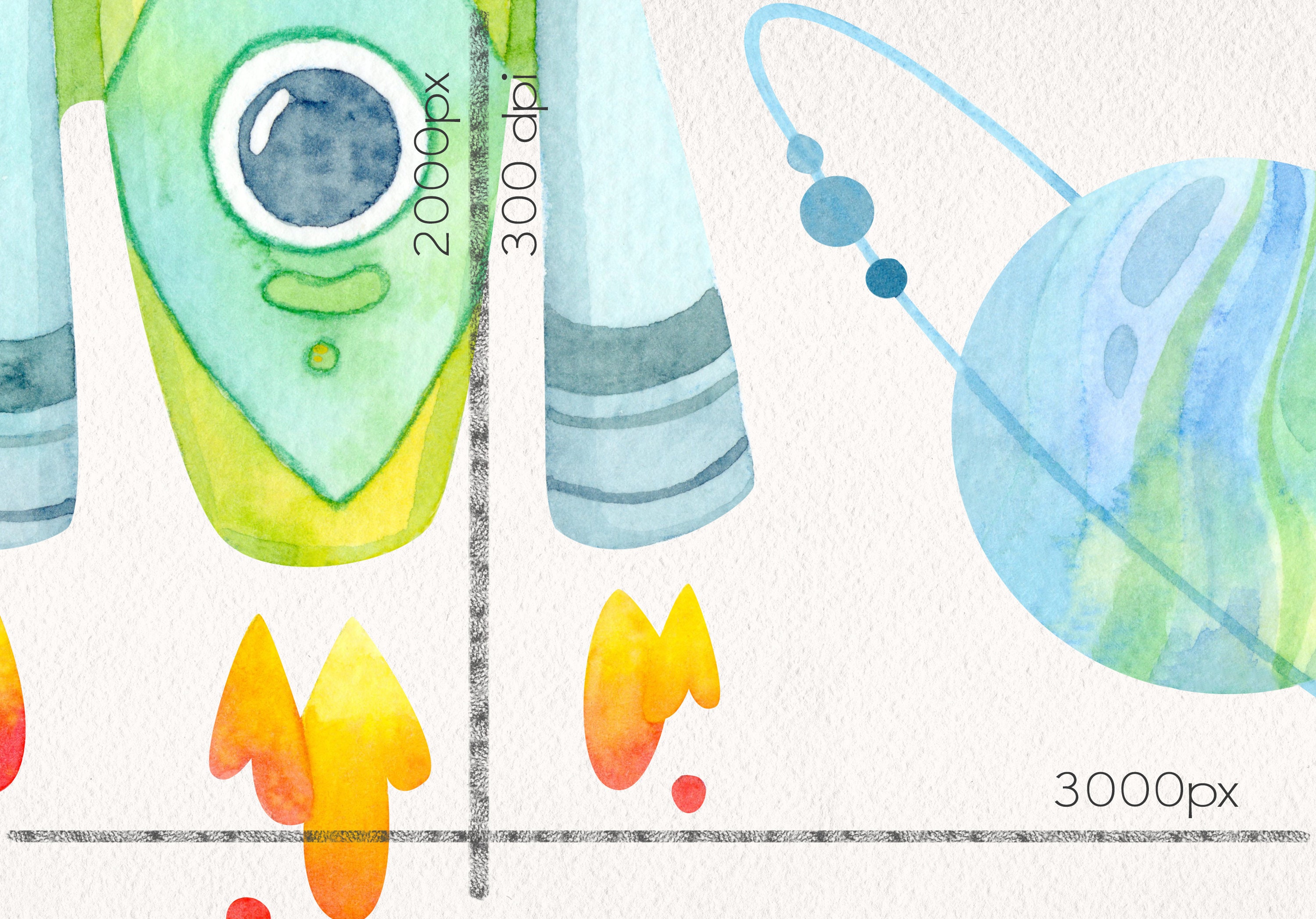 Watercolor Space Clip Art / Aliens Spaceships - Etsy