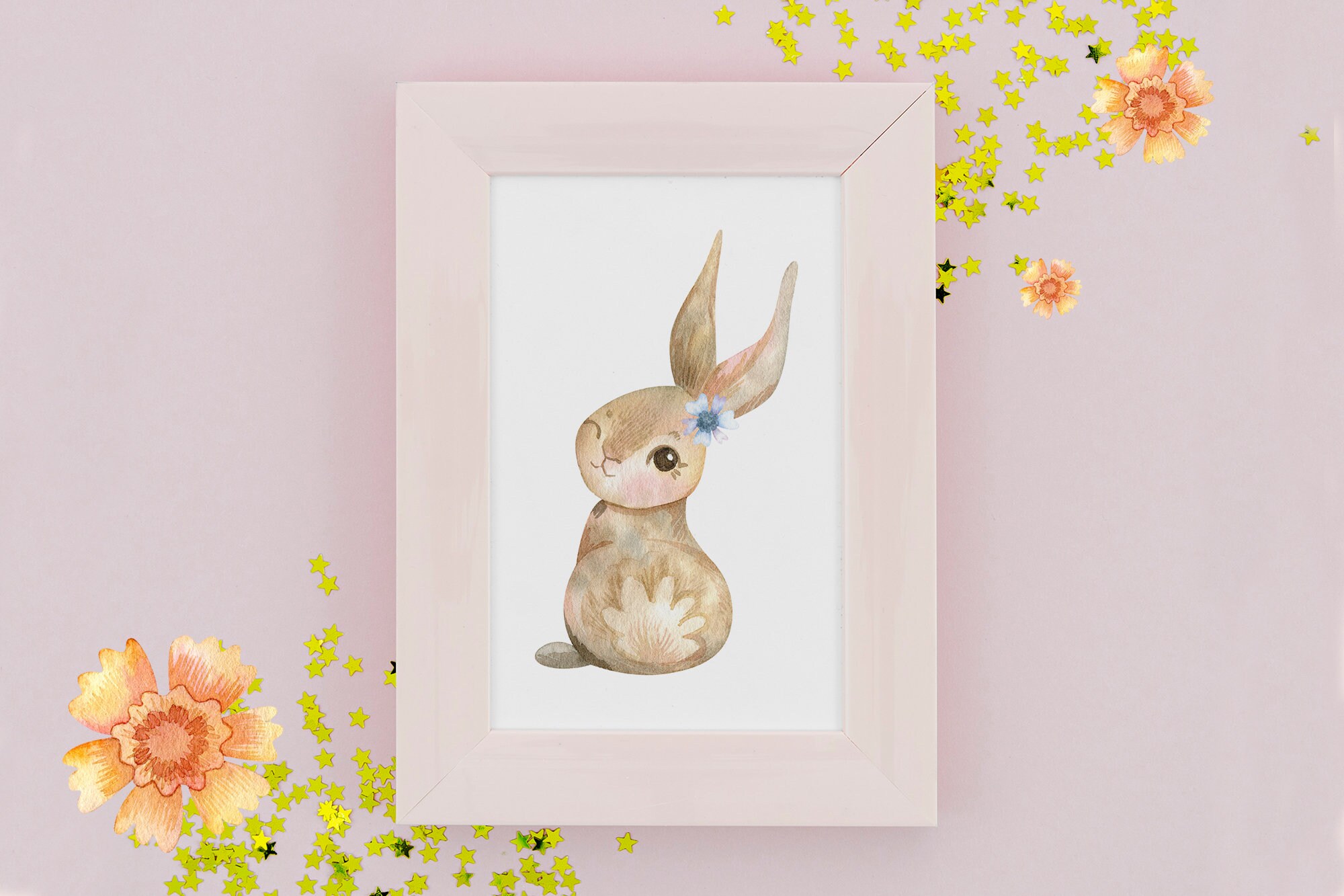 Watercolor Easter Bunny Clipart / Spring Flowers / Gardening / - Etsy