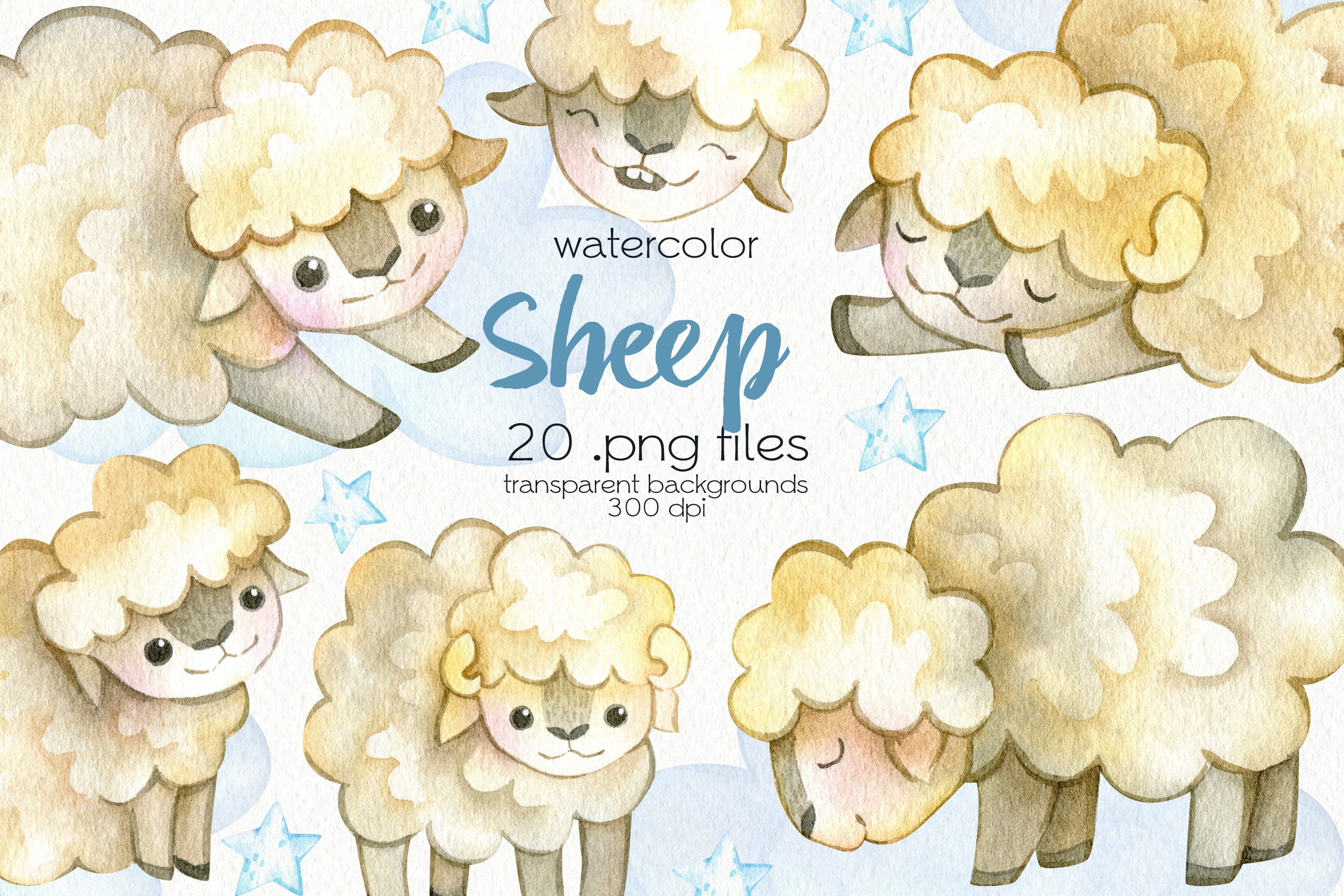 Watercolor Sheep Clipart / Farm Animal / PNG Files / Instant - Etsy