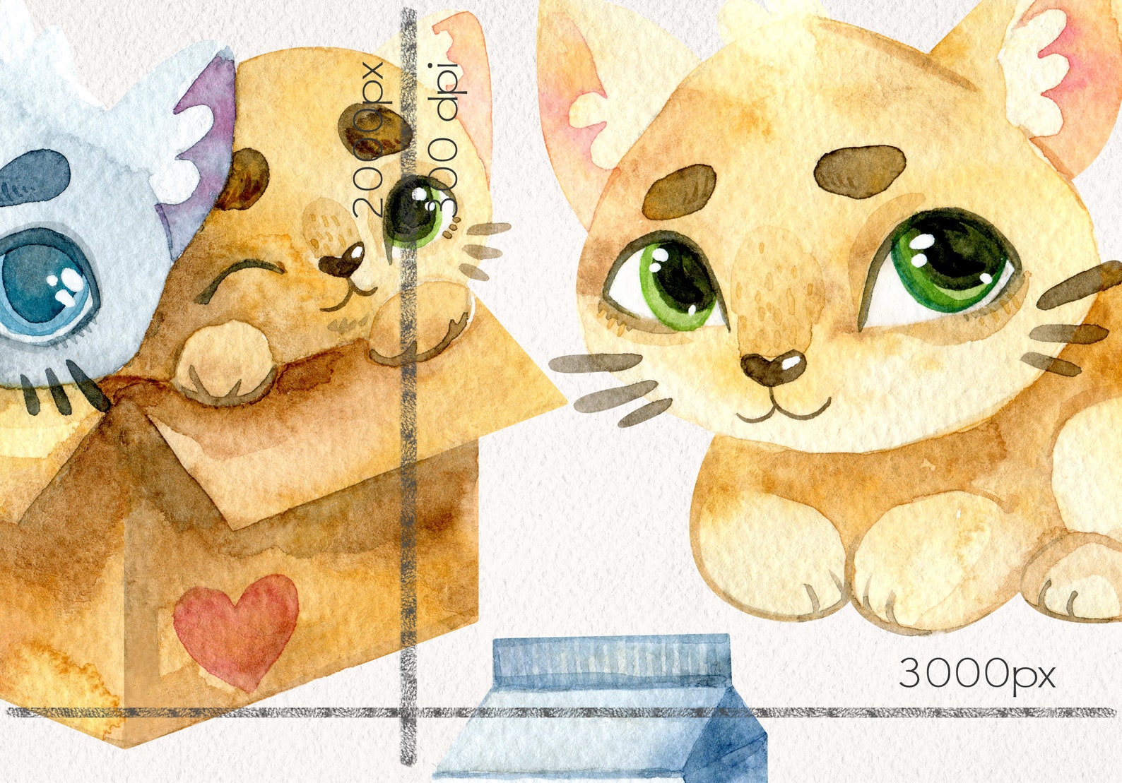 Cute Kittens Clipart / Hand Painted Cats Clipart / Watercolor | Etsy