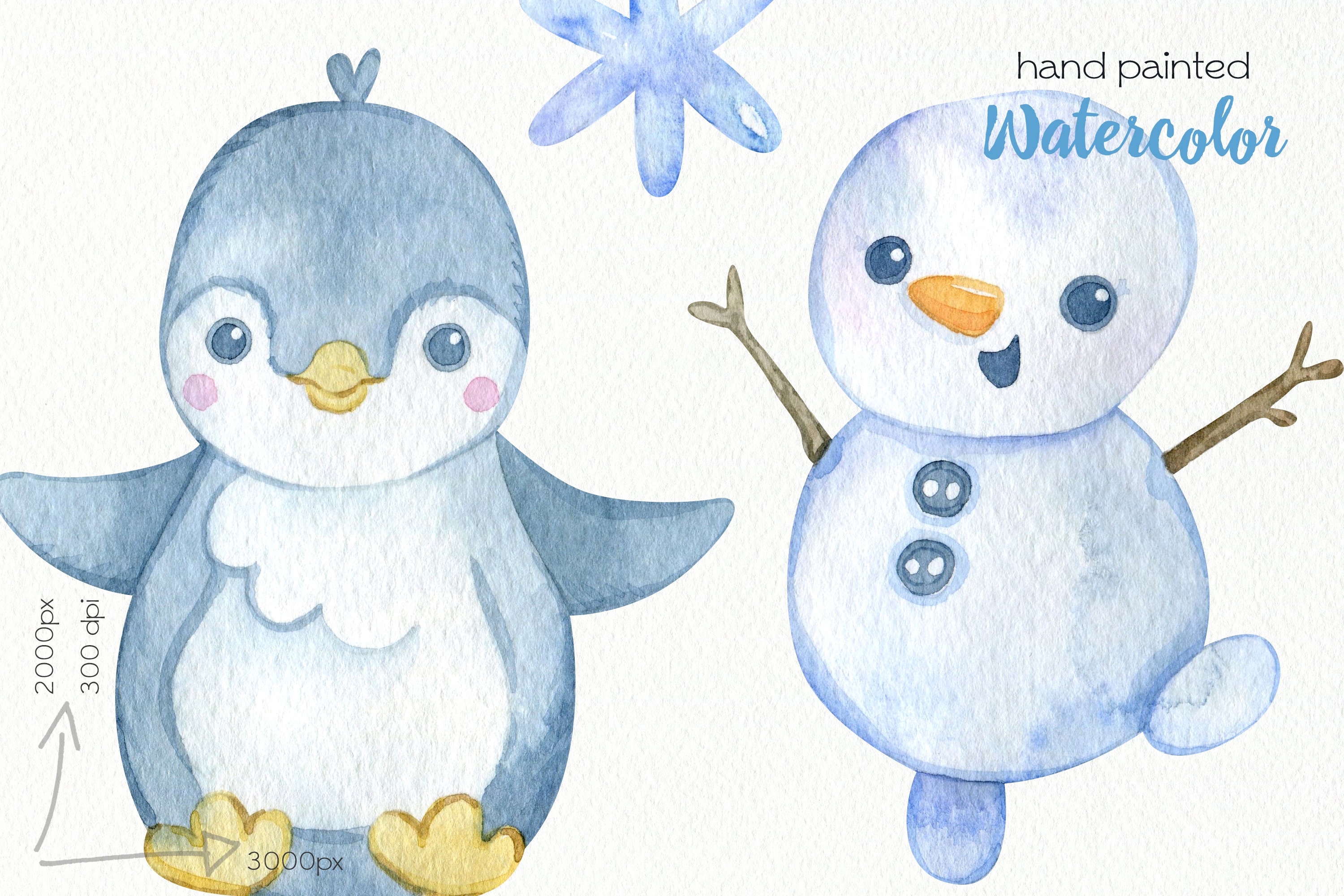 Watercolor Penguins Clipart / PNG Files / Instant Download - Etsy