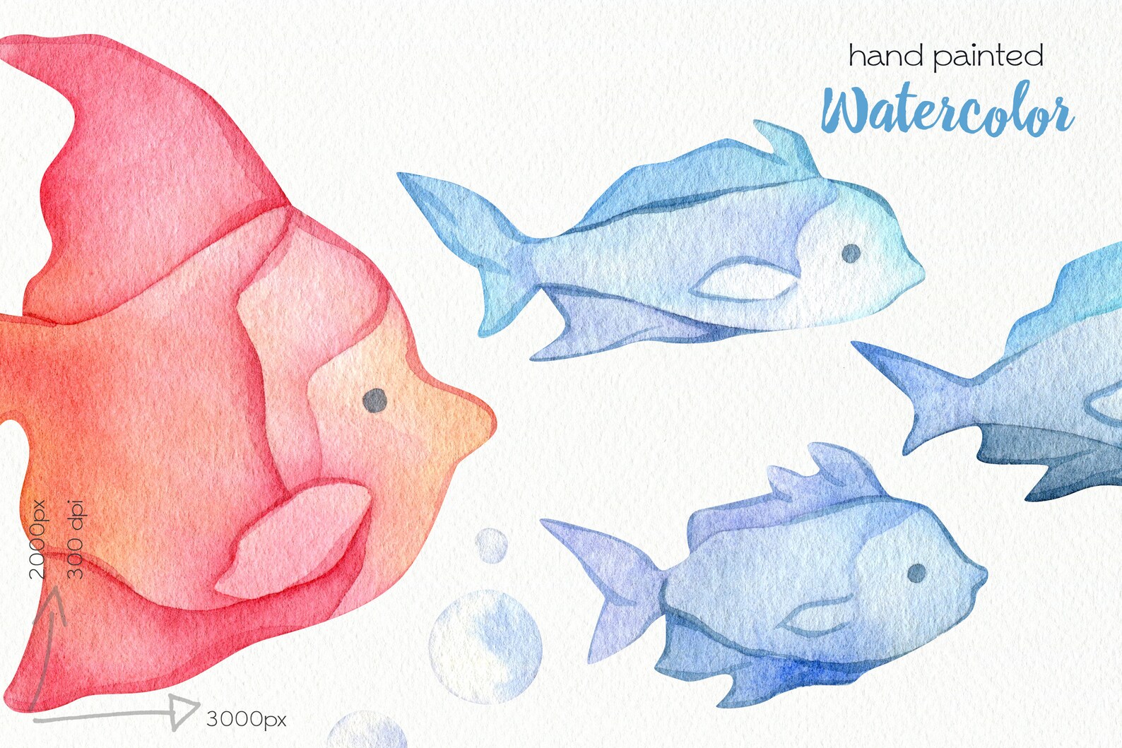 Watercolor Ocean Clipart / Tropical Fish Clipart / Printable - Etsy
