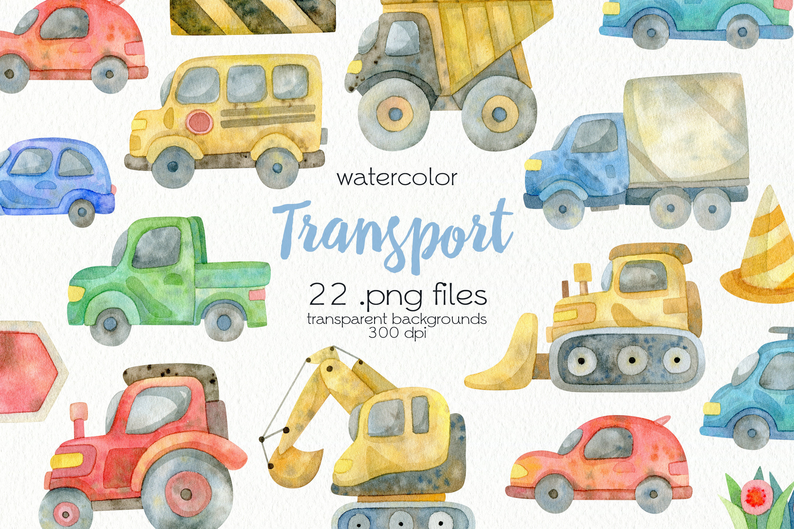 Watercolor Transport Clipart / Cars Clipart / Cartoon Boy | Etsy