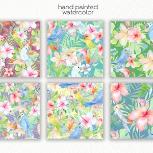 Watercolor Tropical Birds Digital Paper / Parrots Scrapbook Paper ...