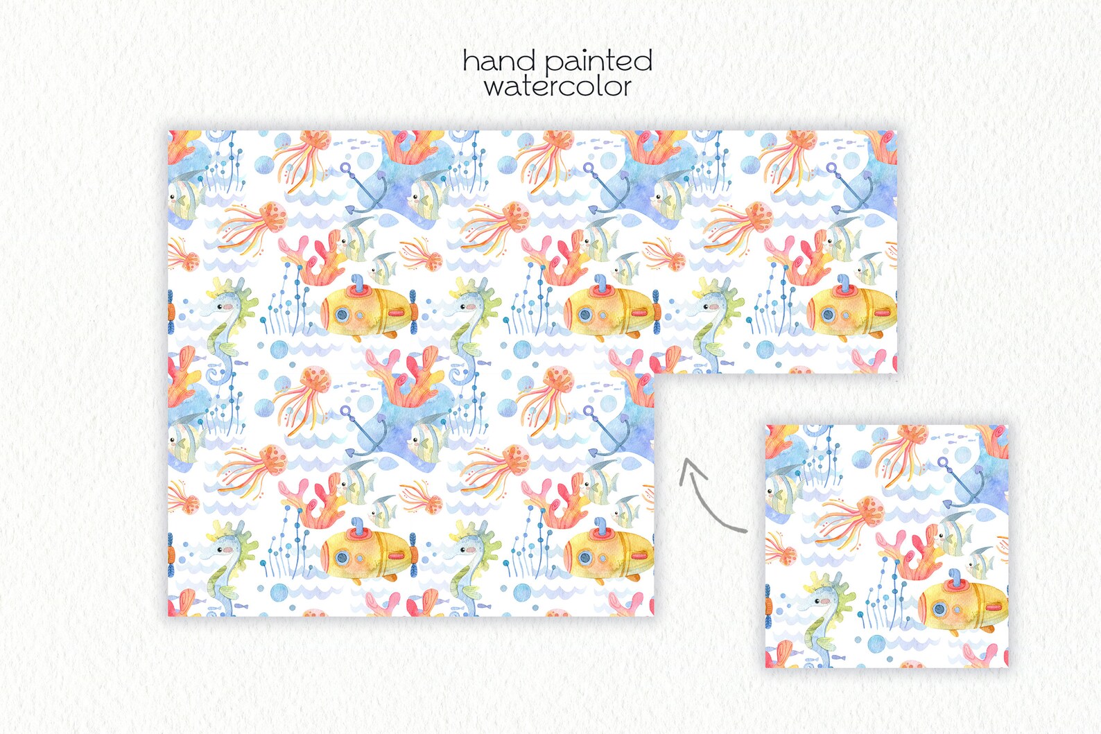 Watercolor Underwater Digital Paper / Sea Creatures Scrapbook - Etsy