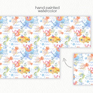 Watercolor Underwater Digital Paper / Sea Creatures Scrapbook Paper ...