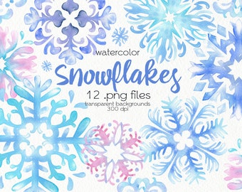 Watercolor Snowflake Clipart / Christmas Holidays / Winter | Etsy