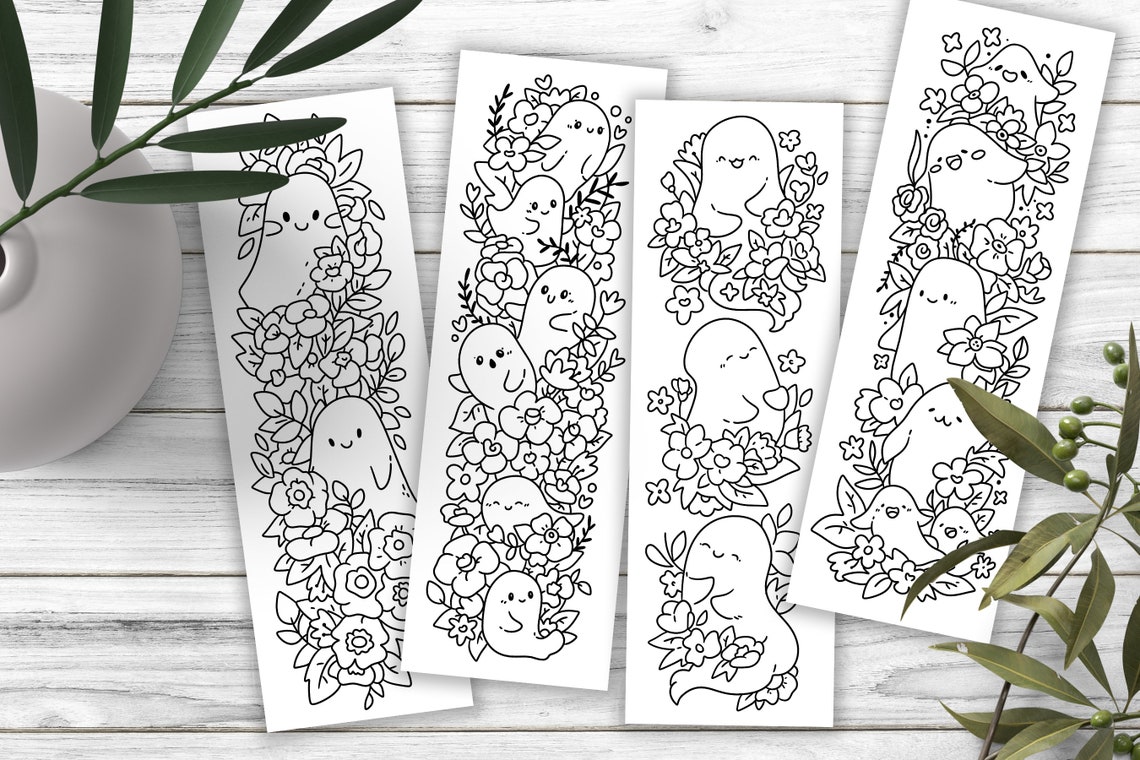Bookmarks With Ghosts / Printable Coloring Bookmarks / Digital Download ...