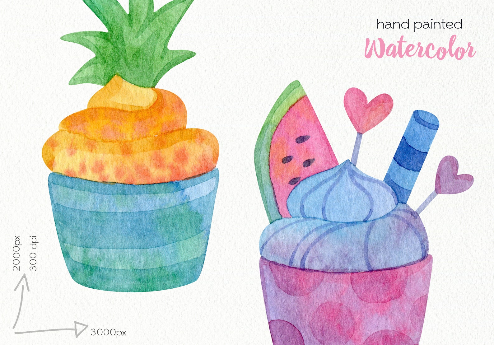 Watercolor Summer Party Clipart / Celebrate Birthday Party / | Etsy