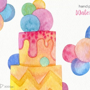 Watercolor Summer Party Clipart / Celebrate Birthday Party / Cupcakes ...