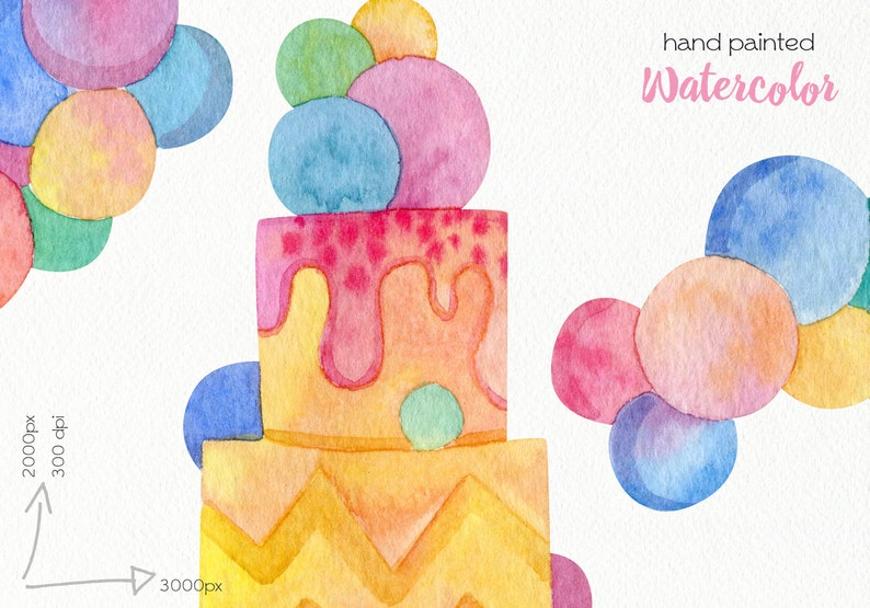 Watercolor Summer Party Clipart / Celebrate Birthday Party / | Etsy