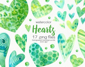 Watercolor Hearts Clipart / Hand Painted Pink Hearts / Valentines Day ...