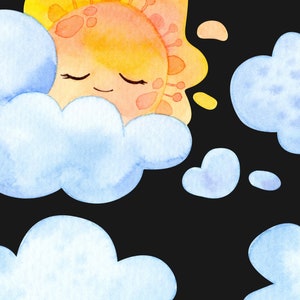 Watercolor Weather Clipart / Cute Moon Sun Stars Clouds Rainbows ...