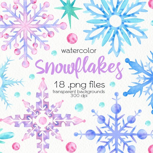 Watercolor Snowflake Clipart / Christmas Holidays / Winter - Etsy