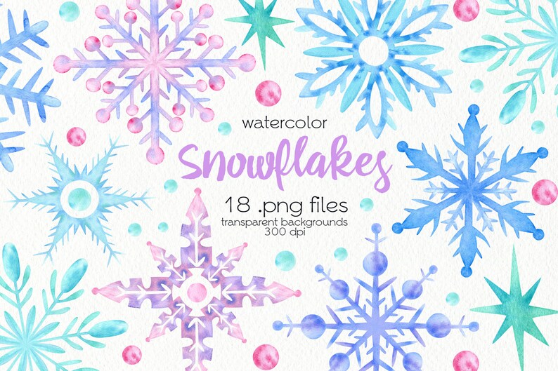 Watercolor Snowflake Clipart / Christmas Holidays / Winter - Etsy