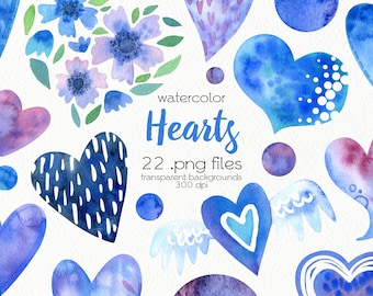 Watercolor Hearts Clipart / Hand Painted Pink Hearts / Valentines Day ...