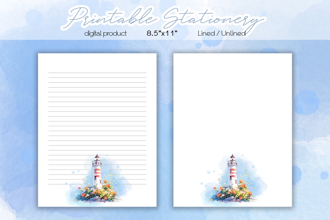 Nautical Printable Stationery / Digital Letter Writing Paper / Instant ...