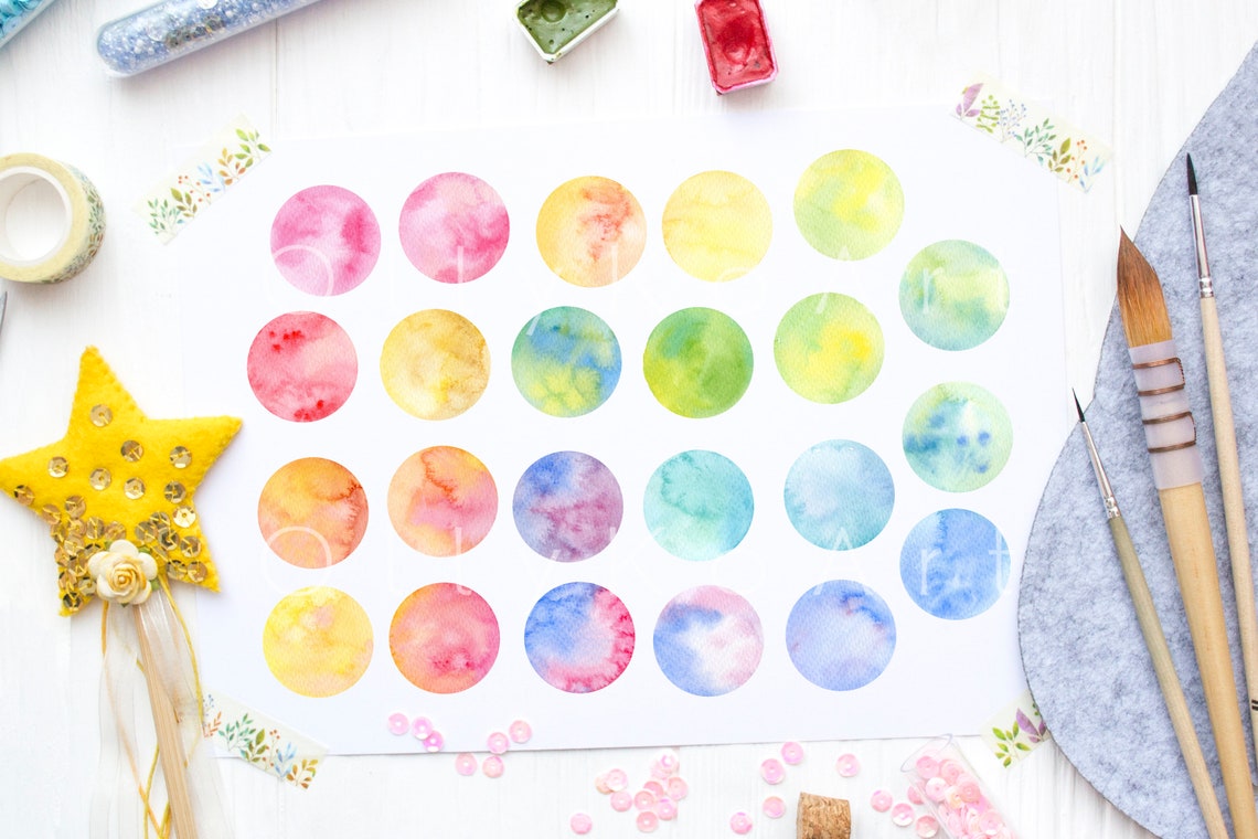 Watercolor Circles Clip Art / Hand Painted Shapes / Colorful - Etsy