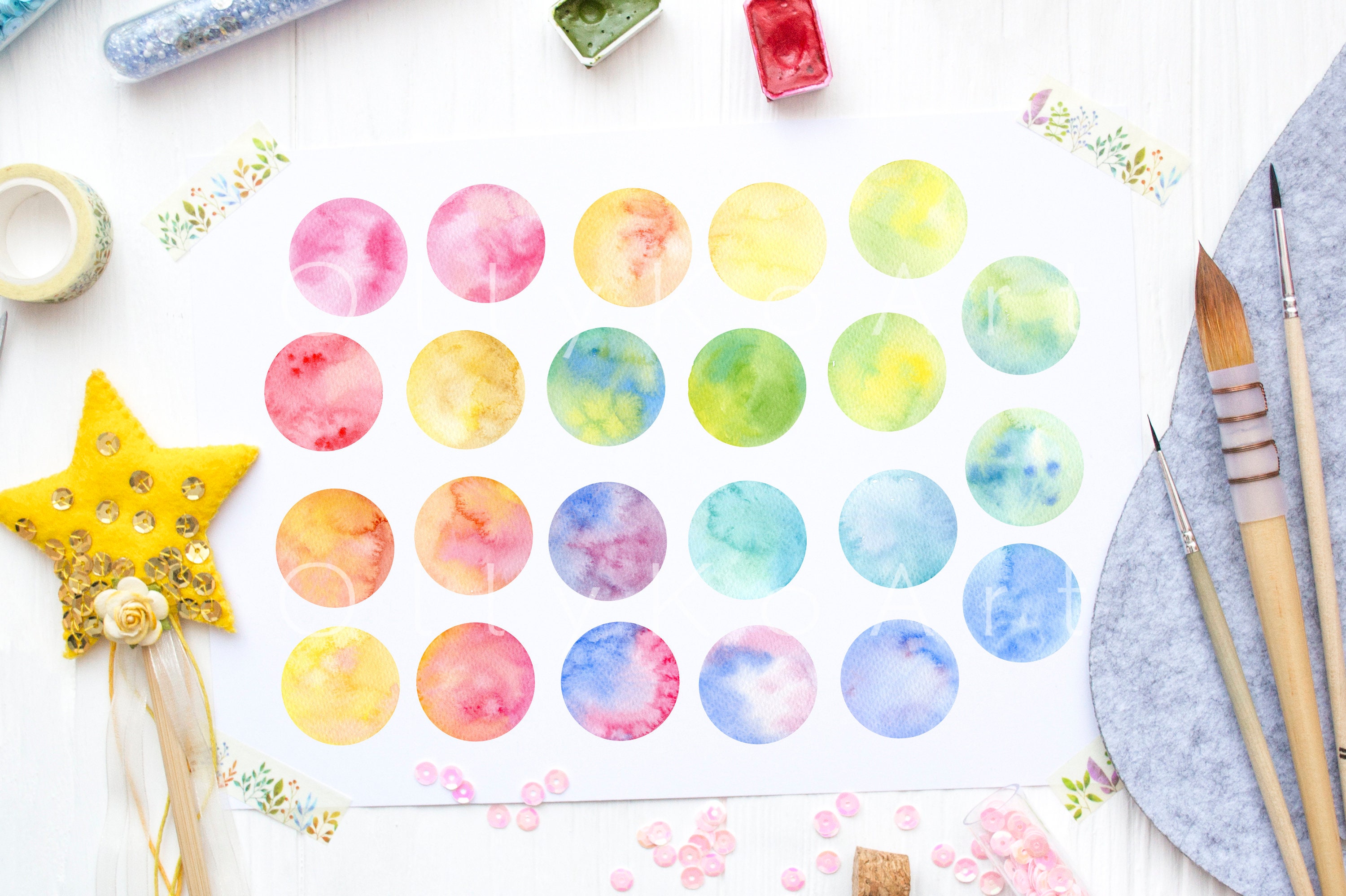 Watercolor Circles Clip Art / Hand Painted Shapes / Colorful - Etsy