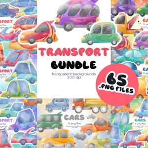 Cars Clipart / Cartoon Transport Bundle / PNG Files / Instant Download ...