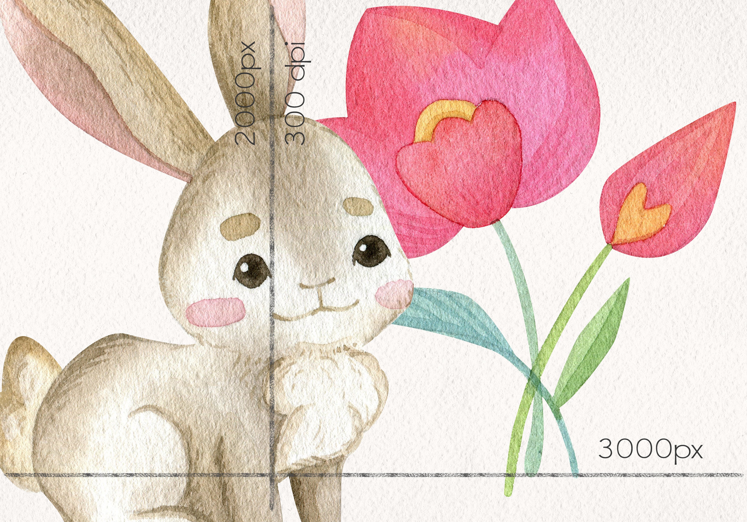 Cute Easter Bunny Clipart / Happy Rabbit Clipart / Spring - Etsy