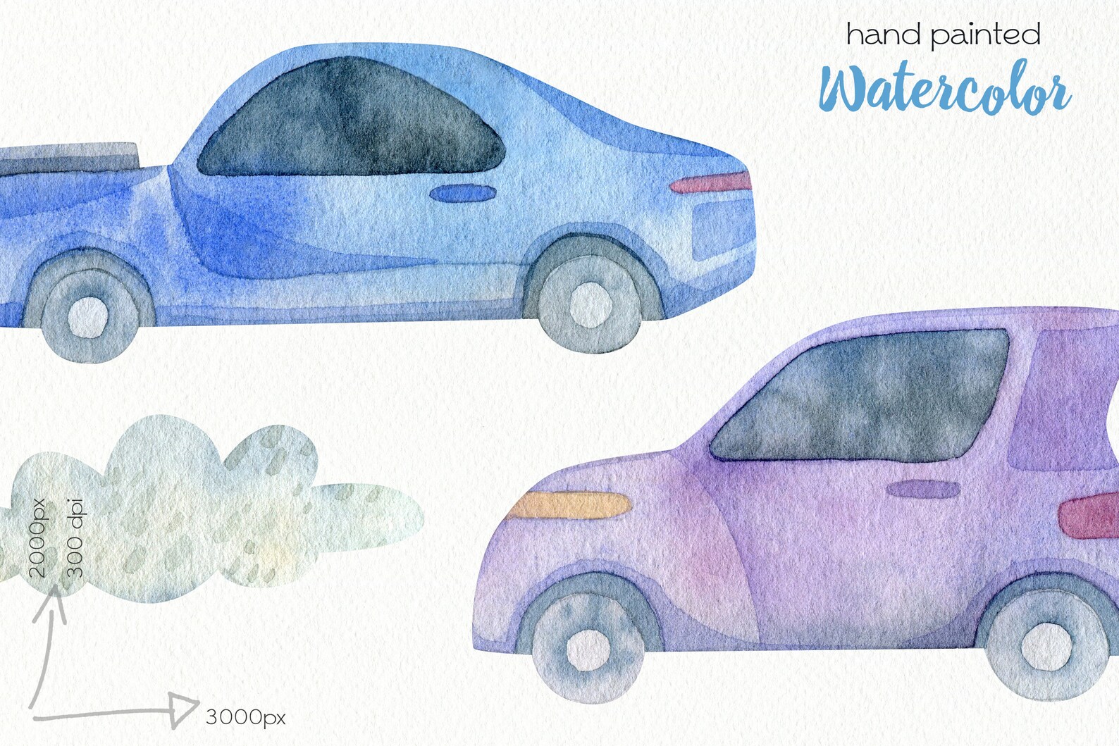 Watercolor Transport Clipart / Cartoon Cars / Digital PNG | Etsy