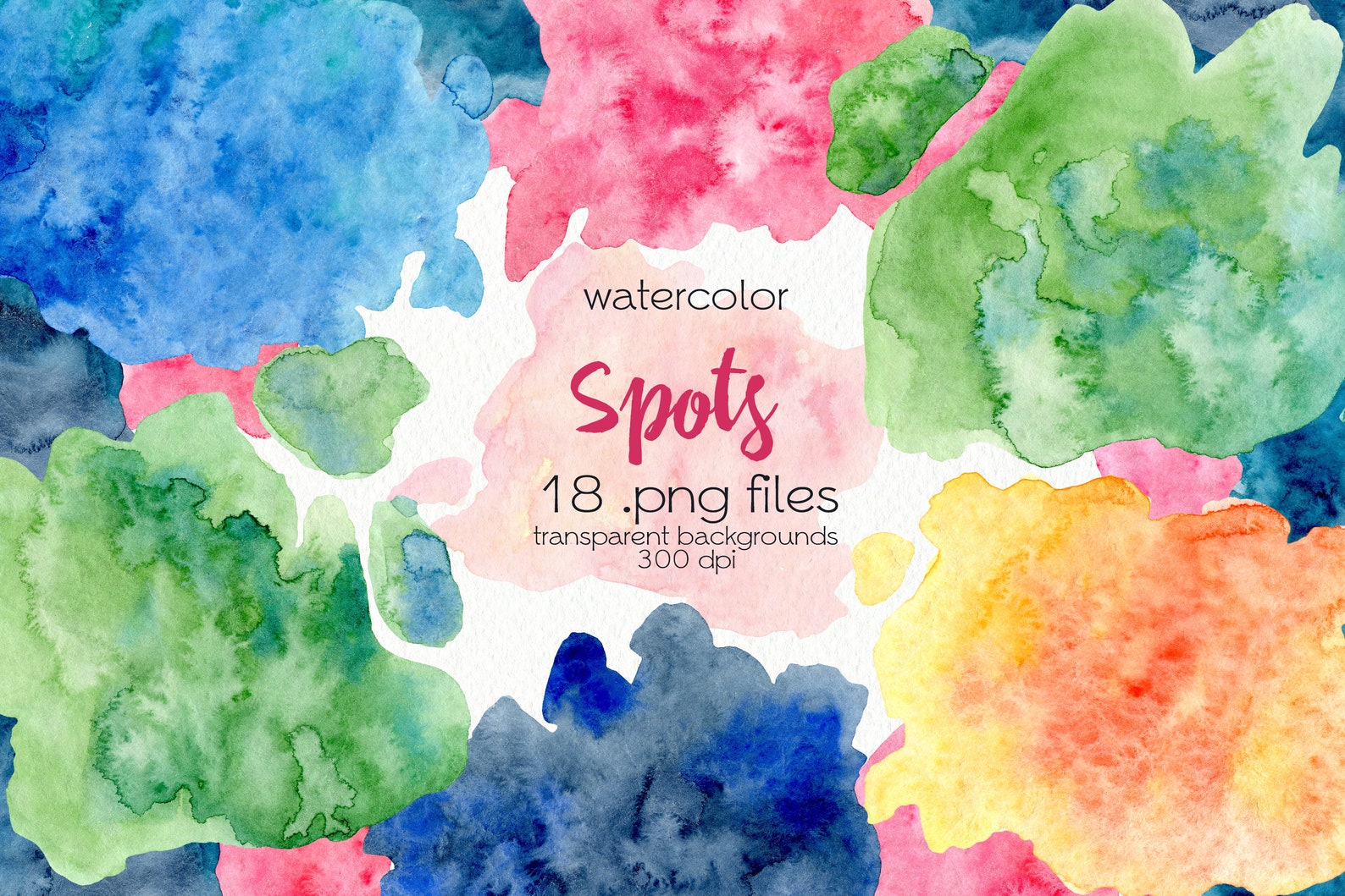 Watercolor Spots Clipart / Brush Strokes / Textures and Backgrounds ...