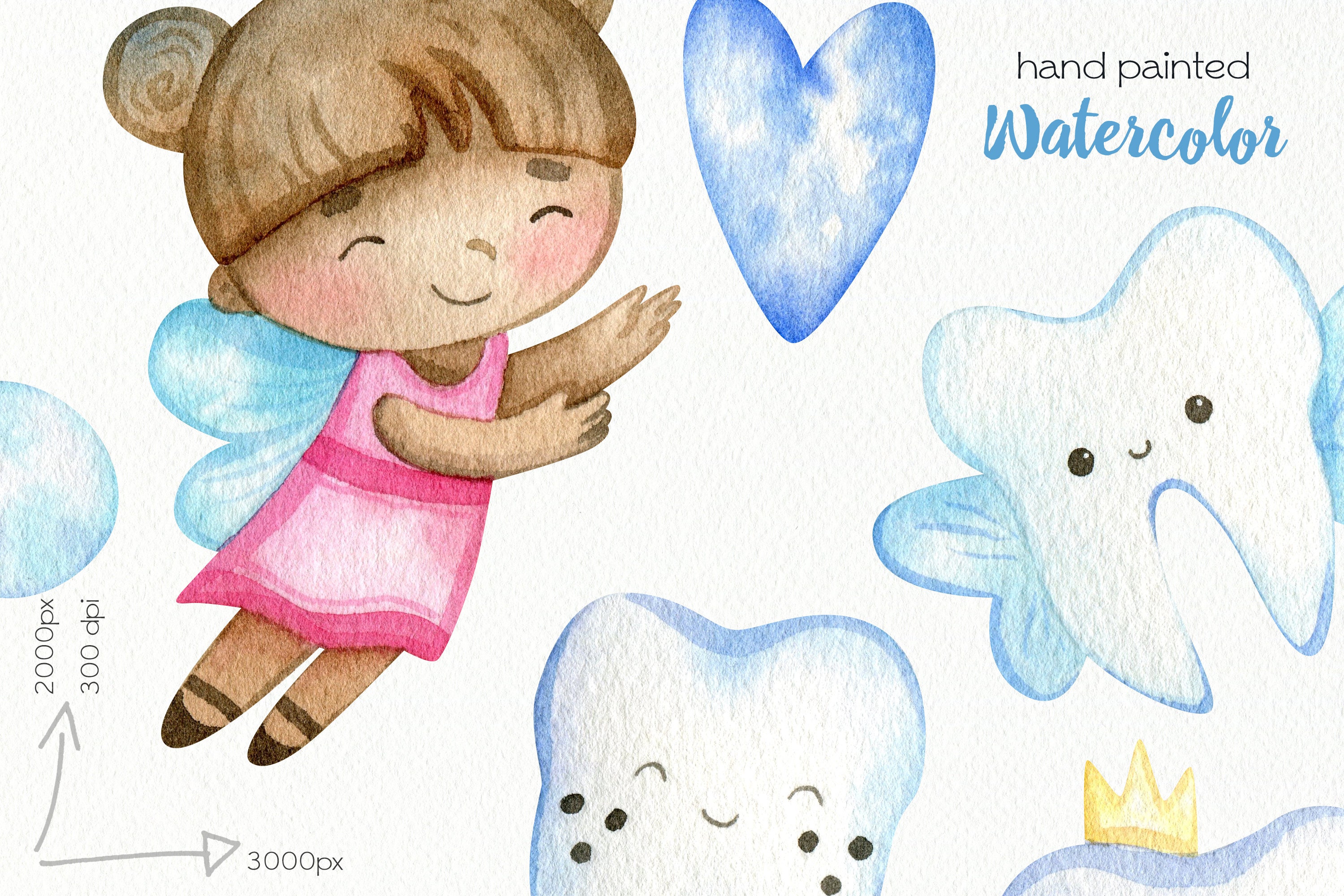 Watercolor Tooth Fairy Clipart / PNG Files / Instant Download - Etsy UK