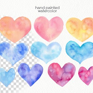 Watercolor Hearts Clipart / Valentines Day / PNG Files / Instant ...