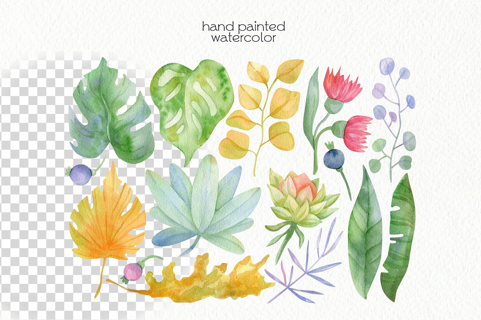 Watercolor Tropical Leaves Clipart / PNG Files / Instant - Etsy Canada