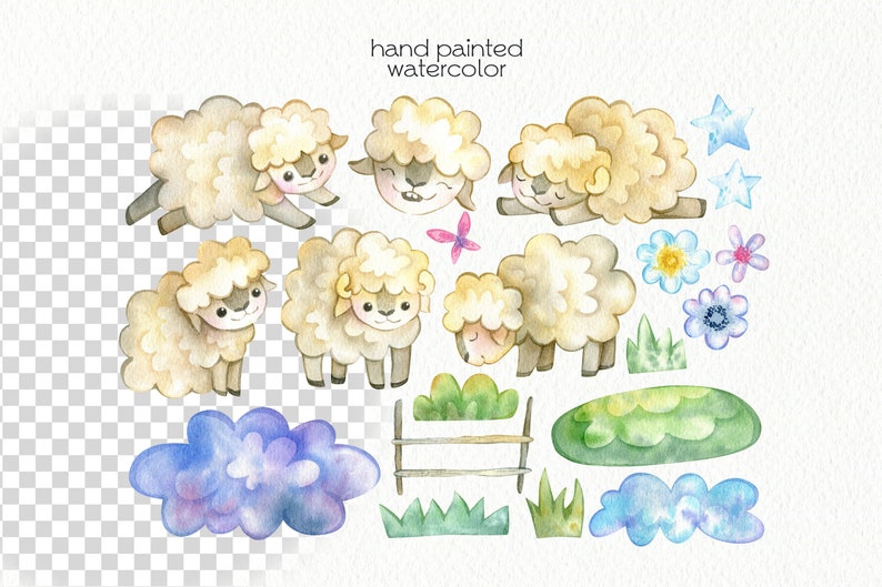 Watercolor Sheep Clipart / Farm Animal / PNG Files / Instant Download ...