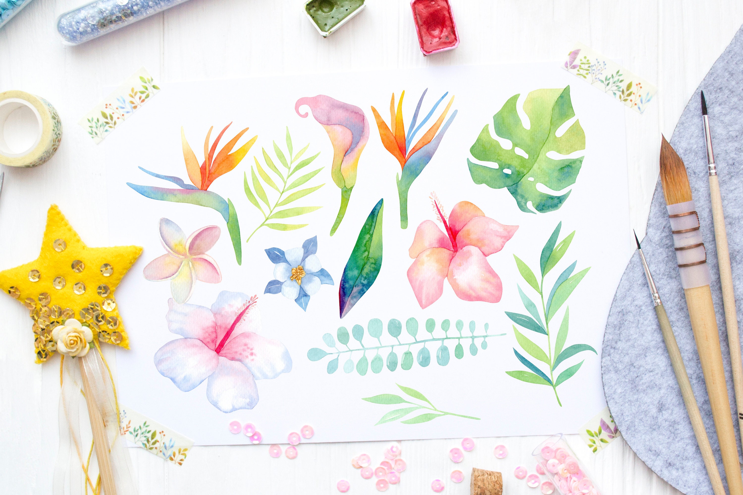 Watercolor Tropical Flowers Clipart / Hawaii Clipart / Calla - Etsy