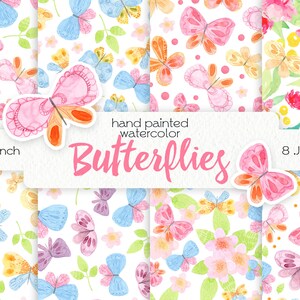 Watercolor Butterflies Digital Paper / Scrapbook Paper / Seamless ...