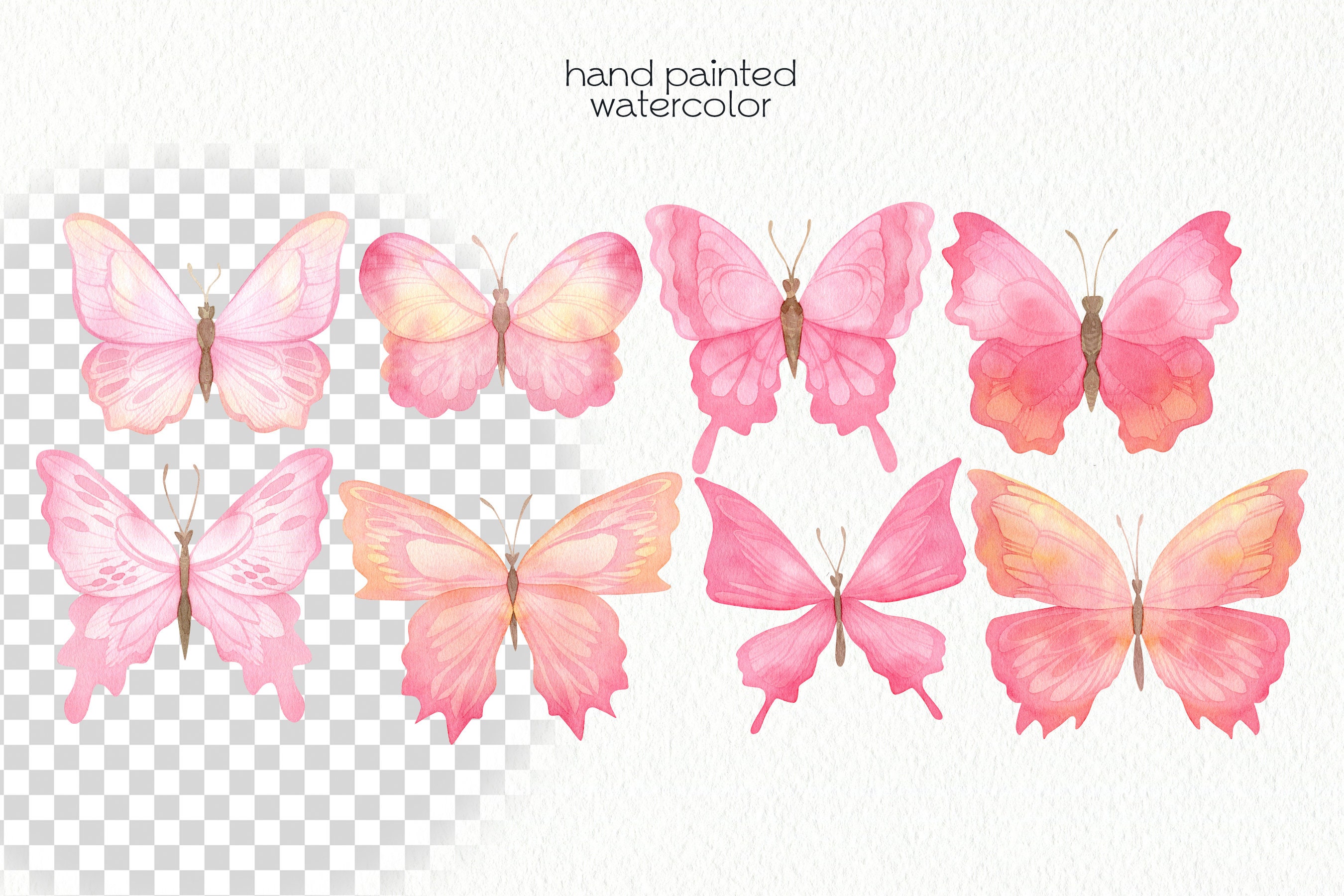 Watercolor Butterfly Clipart / Pink Butterflies / PNG Files / - Etsy
