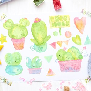 Cute Watercolor Cactus Clipart / Handpainted Succulent Clipart ...