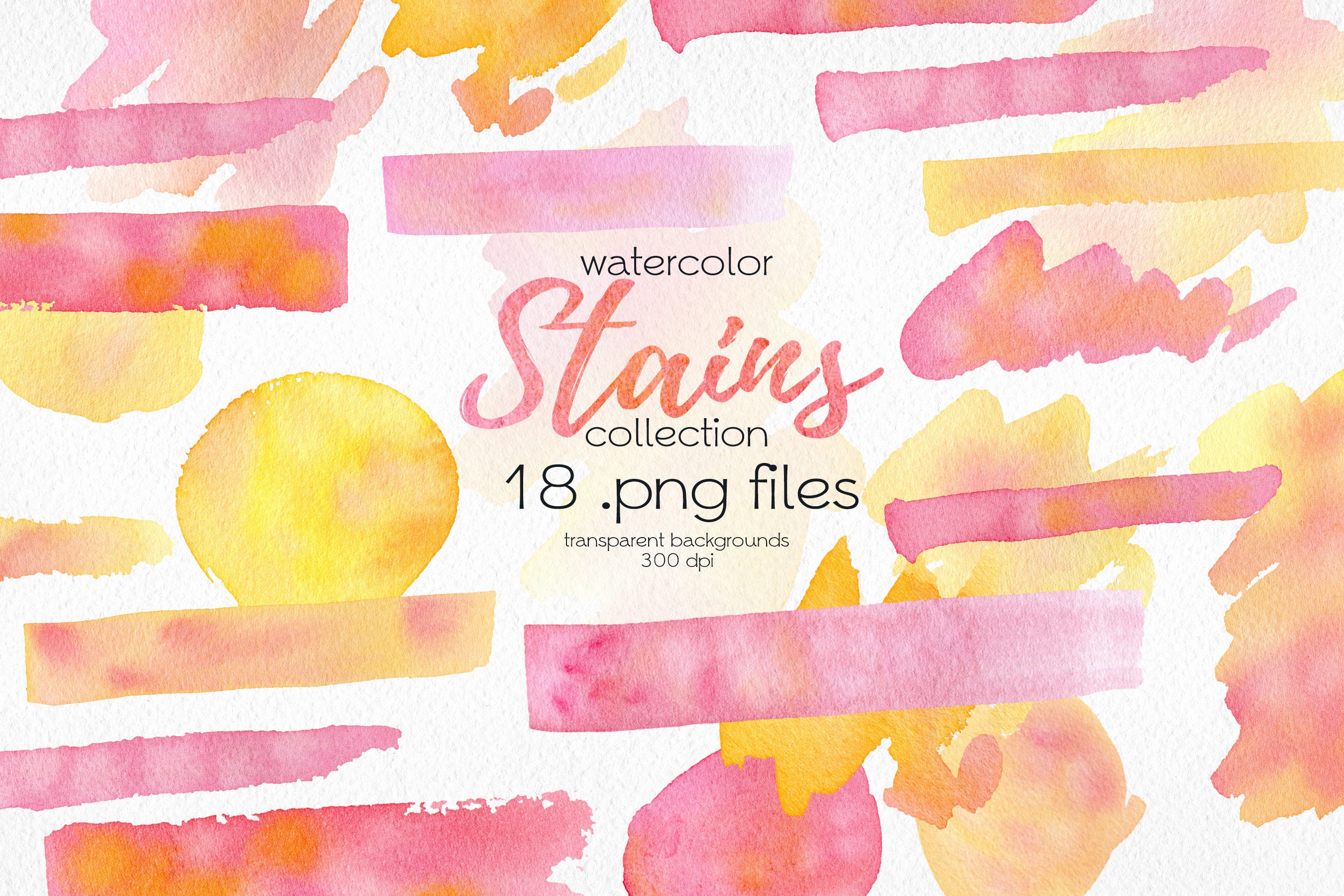 Watercolor Spots Clipart / Pink Yellow Brush Splashes and - Etsy