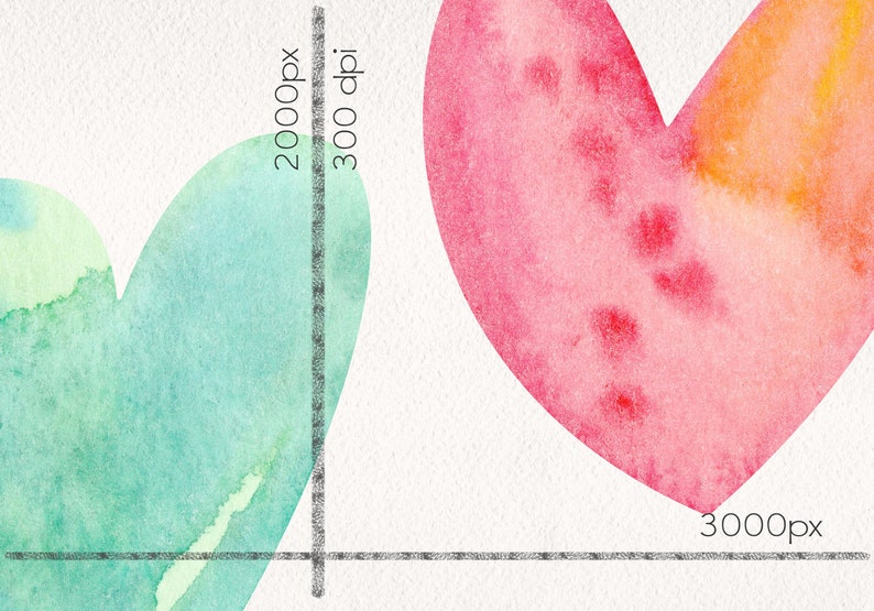 Watercolor Hearts Clipart / Hand Painted Hearts / Valentines | Etsy