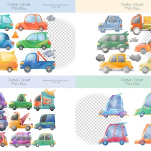 Cars Clipart / Cartoon Transport Bundle / PNG Files / Instant Download ...