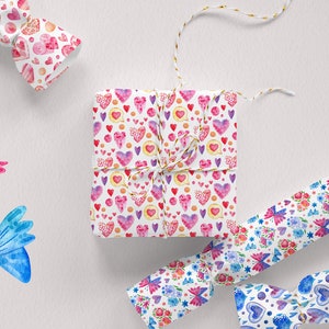 Watercolor Hearts Digital Paper / Valentine Day Scrapbook Paper ...