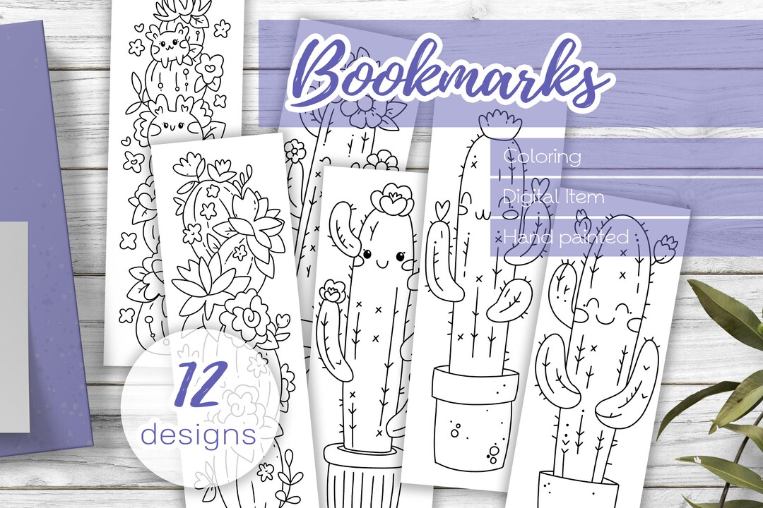 Bookmarks With Cactus / Printable Coloring Bookmarks / Digital Download ...
