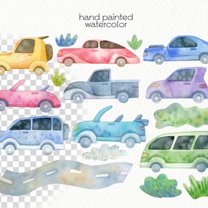 Watercolor Transport Clipart / Cartoon Cars / Digital PNG Files ...
