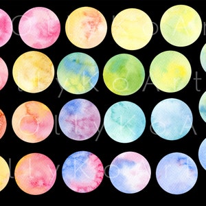 Watercolor Circles Clip Art / Hand Painted Shapes / Colorful Spots ...