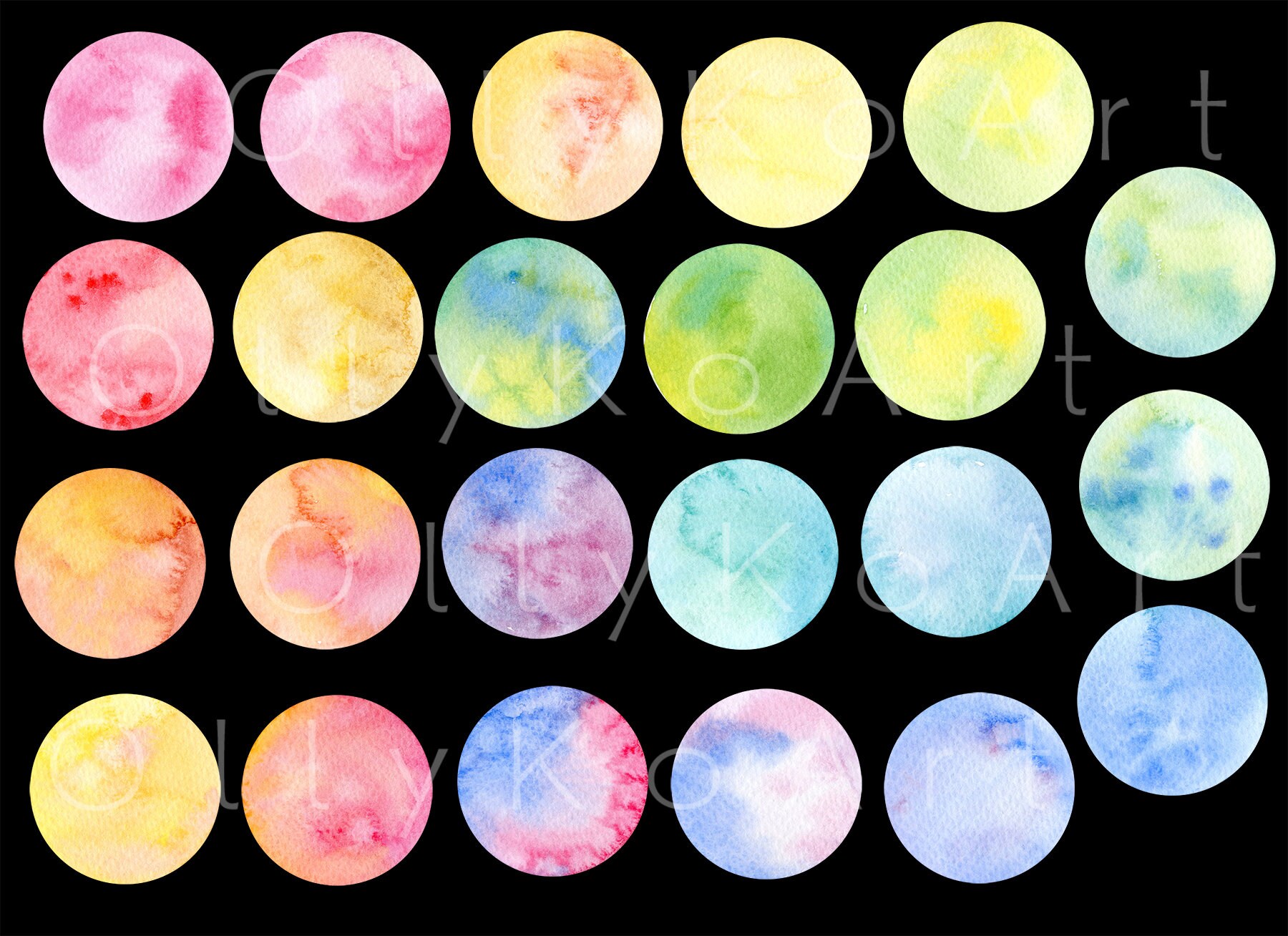 Watercolor Circles Clip Art / Hand Painted Shapes / Colorful - Etsy