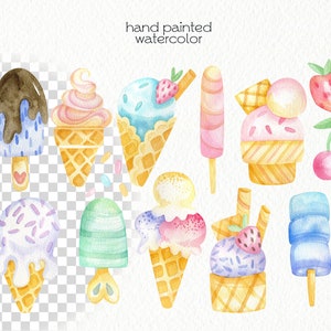 Watercolor Ice Cream Clipart / Summer Sweet Food / PNG Files / Instant ...