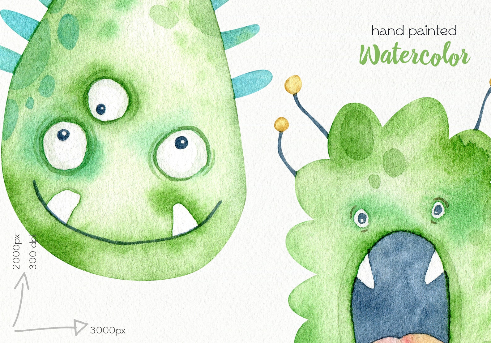 Watercolor Monsters Clipart / Cute Virus / Bacteria / Microbes - Etsy