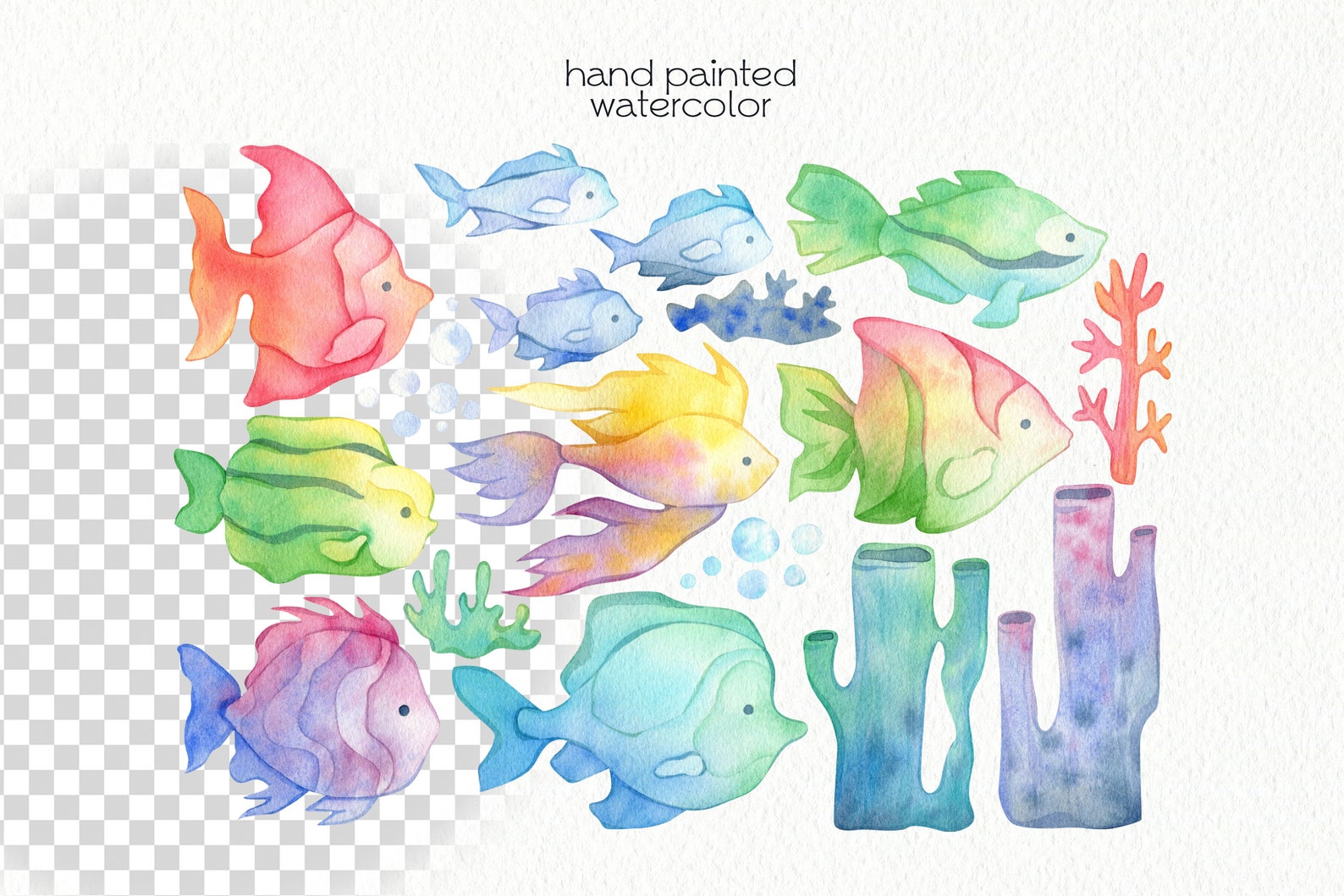 Watercolor Ocean Clipart / Tropical Fish Clipart / Printable - Etsy