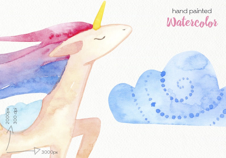 Watercolor Unicorn Clipart / Magical Unicorns Clip Art / - Etsy