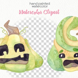 Watercolor Halloween Clipart / Cute Jack O Lantern / Fall Leaf ...